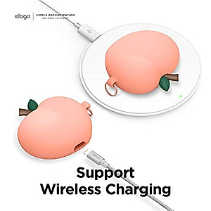 elago Peach Case Compatible with Apple AirPods Pro Case, 3D Cute Design Case Cover with Keychain, Supports Wireless Charging (Peach) [US Patent Registered]