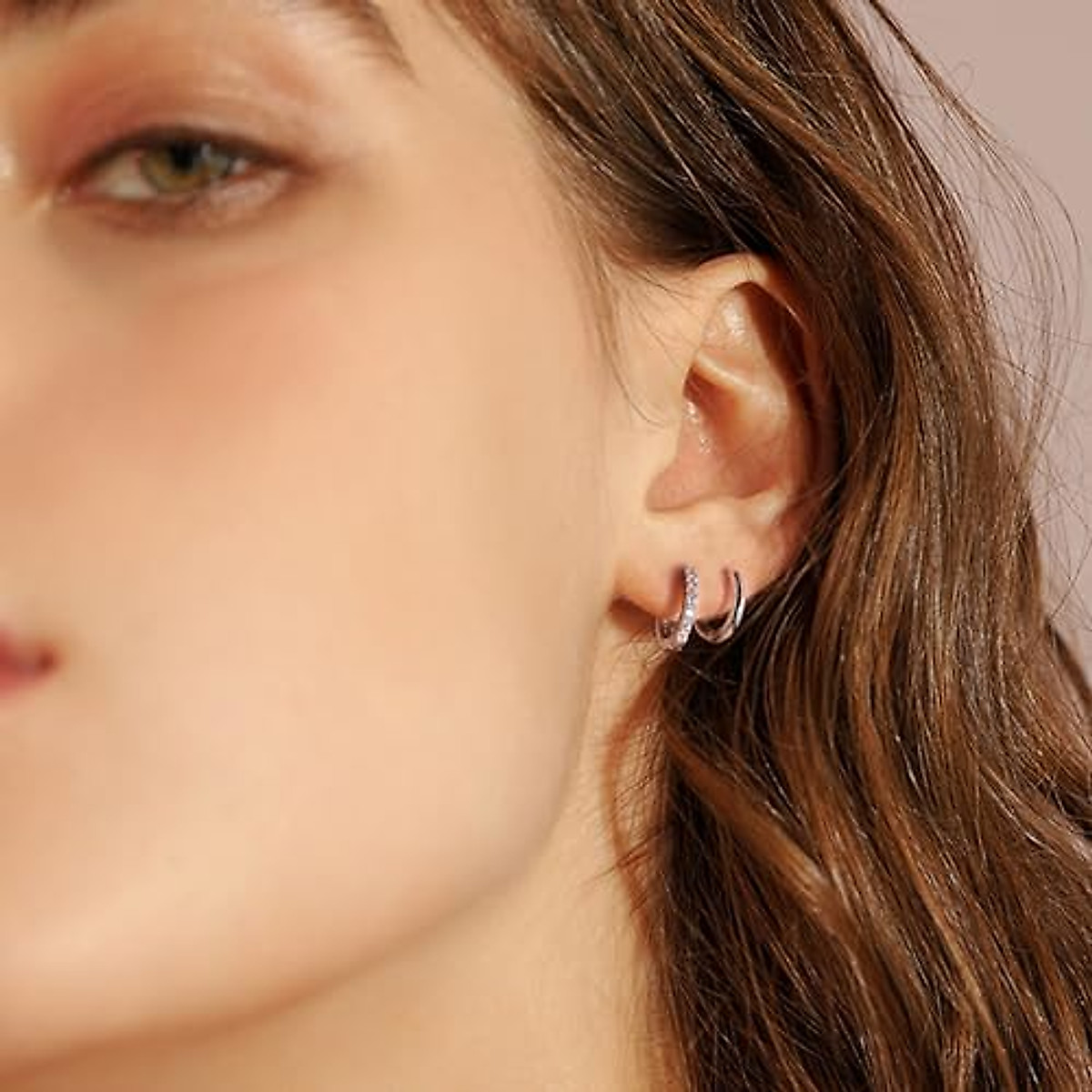 3 Pairs Small Huggie Hoop Earrings Set White Gold Hypoallergenic Silver Huggie Hoops Earrings for Women