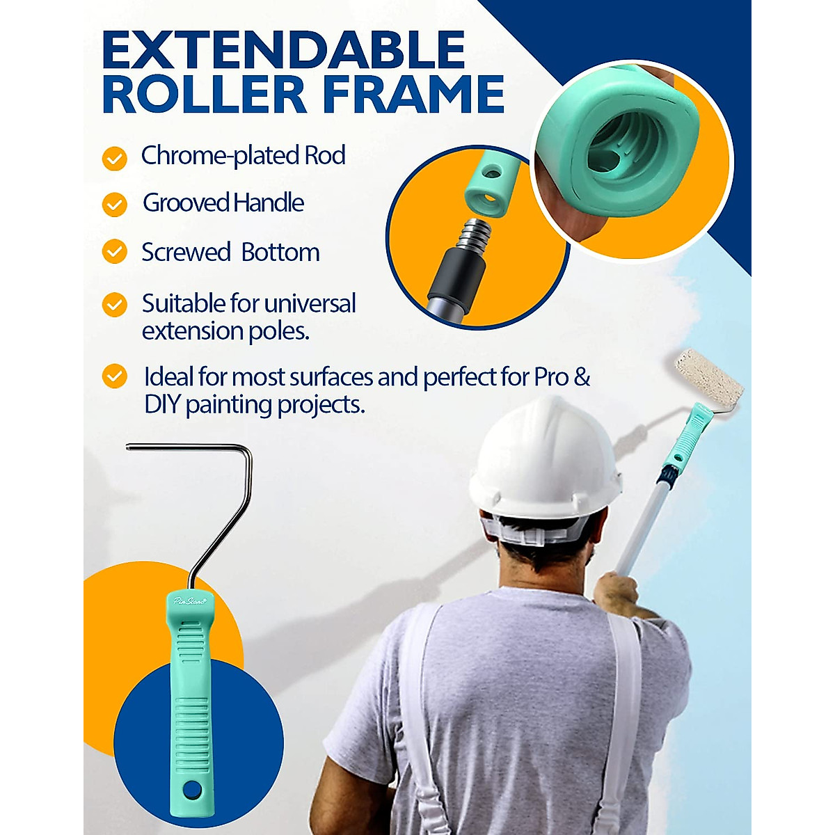 4 inch Small Paint Roller Tray Set, PinStone 12pcs 4" Mini Paint Roller with Extension Threads, 10 Microfiber Covers & Paint Preservation Tray Lid, Mini Rollers for Painting Walls, Cabinets, Touch-ups