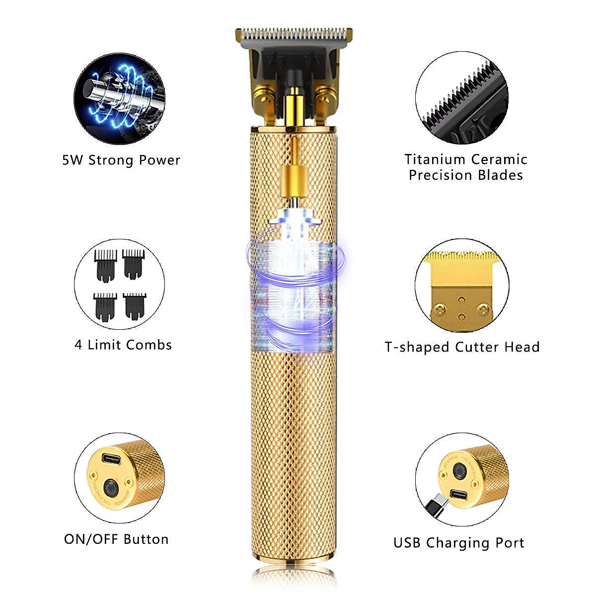 Professional Hair Clippers for Men, Cordless Zero Gapped T-blade Barber Trimmers Electric Hair Trimmer Close Cutting Kit for Mens Baldheaded Detail Beard Ornate Shaver Barbershop