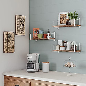 Wallniture Toledo 17"x6" Floating Shelves for Wall Storage, Wall Shelf for Living Room, Bathroom Organization, Bedroom, Office & Kitchen Shelves Burnt Finish Set of 3