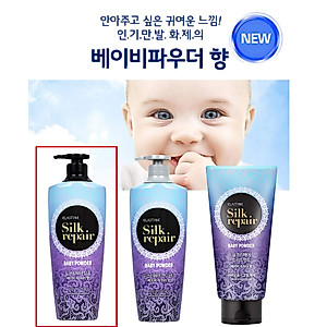Elastine Silk Repair Shampoo Baby Powder Scent x 2 Pack (550ml 18.6 Fl.oz/each)