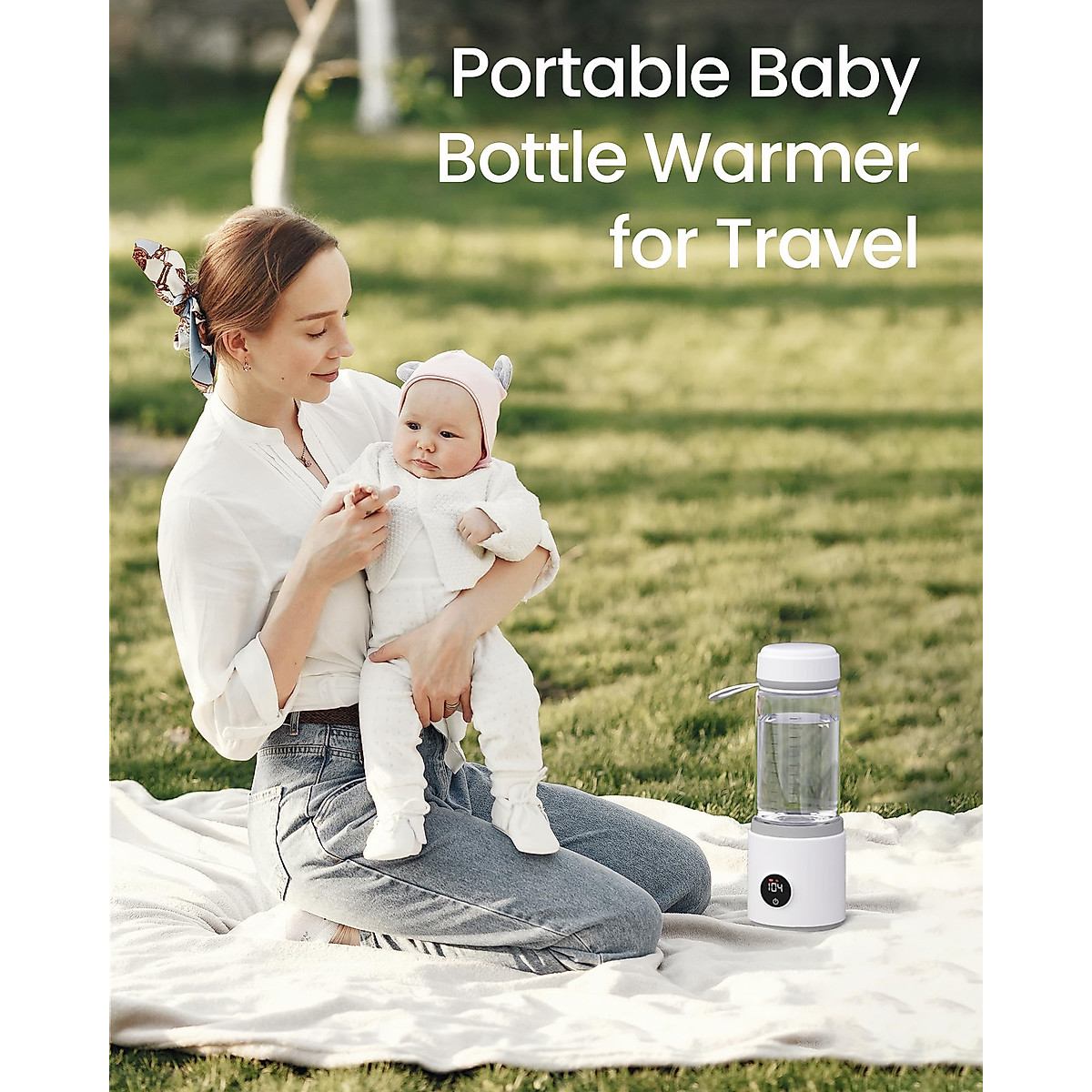 MUTIGOM Portable Bottle Warmer, Fast Baby Bottle Warmer Milk Warmer with 11OZ Bottle, Rechargeable Travel Bottle Warmer for Most Bottles, Water Warmer for Baby Formula Breastmilk