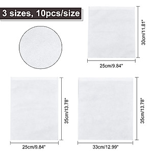 CHGCRAFT 30Pcs 3Sizes Non-Woven Fabric Dustproof Handbag Storage Organizer White Bag Dust Cover for Storage