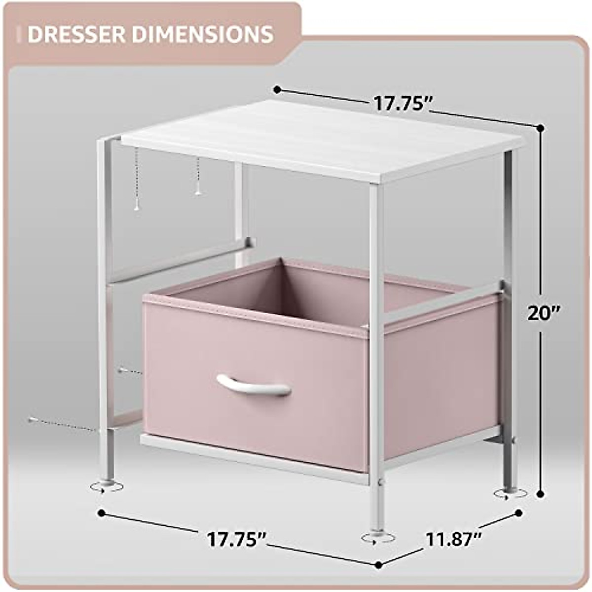 Sorbus Kids Dresser with 8 Drawers and 2 Drawer Nightstand Bundle - Matching Furniture Set - Storage Unit Organizer Chests for Clothing - Bedroom, Kids Rooms, Nursery, & Closet (Pink)