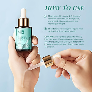 ANAI RUI Ceramide Face Serum, Calming Smooting Serum for face,Skin Barrier Repair Serum with Hyaluronic Acid, Reduces Wrinkles & Repairs Skin, Soothe Redness,Ceramide Moisturizer Serum 1 Fl.oz