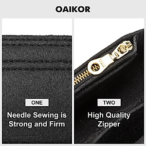 OAikor Purse Organizer Insert,Felt Bag Insert for Handbags & Tote,Divider Fit LV Vanity PM(Felt-Black)