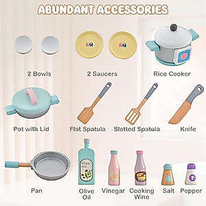 Costzon Kids Kitchen Playset, Wooden Pretend Cooking Toy with Sink & Faucet, Microwave, Dish Rack, Washing Machine, Play Kitchen with 15 PCS Toy Accessories for Toddlers, Gift for Boys Girls 3+