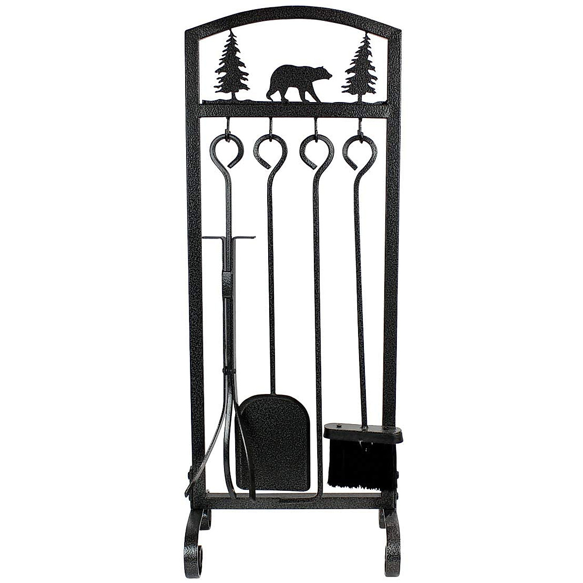 MYFIREPLACEDIRECT 5 Pieces Fireplace Tool Set Strength Wrought Iron, Fire Place Toolset Indoor Outdoor Hearth Accessories Kit with Fireplace Brush, Fire Poker, Firewood Tong, Fireplace Shovel, Glove