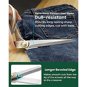 FIVEIZERO Fabric Scissors All Purpose: 10.5" Heavy Duty Scissors (Med. Weight) with Sheath, Ultra Sharp Dressmaker Shears, Professional Tailor Sewing Scissors for Fabric, Upholstery, Leather Cutting