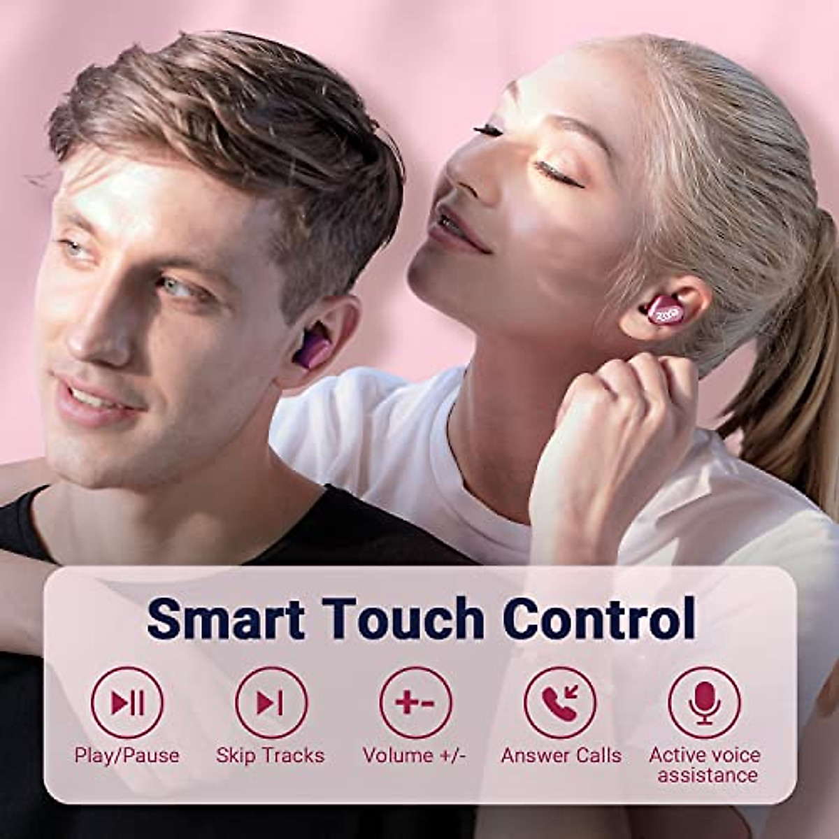 233621 Droplet True Wireless Bluetooth Earbuds, IPX5 Waterproof, CVC 6.0 Call Noise Cancelling, Touch Control, Stereo Sound, Lightweight Earphones for Home, Office and Gym (Wine Red)