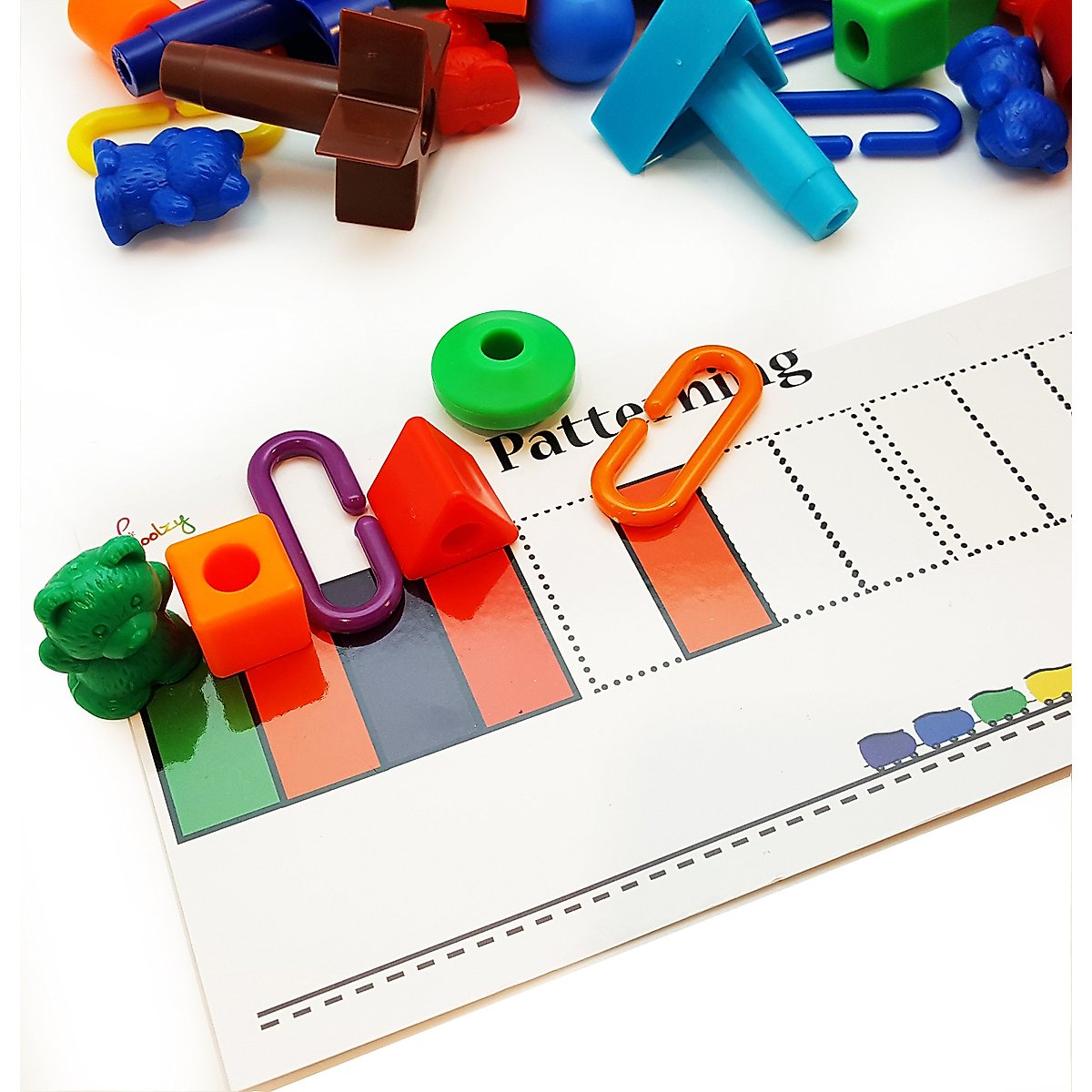 Skoolzy Extension Kit Pegboard Learning Cards - Toddler Games Learning Kit Extend Life of Toddler and Preschool Toys by Adding Patterning, Counting, Peg Board Lacing Color and Play Cards