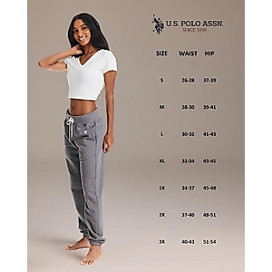 U.S. Polo Assn. Womens Sweatpants Joggers, French Terry Lounge Pants for Women (Charcoal Heather, X-Large)