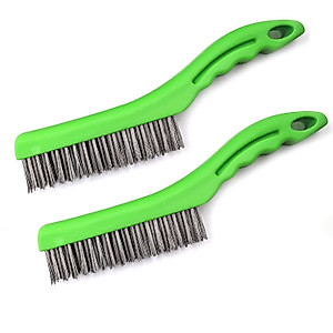 Wire Brush Set Stainless Steel Wire 10 Inch with Plastic Handle Descaling Welding Dust Bending Hand Tool, Teel Brush Rust Remover for Metal, Cleaning Welding Slag Rust Scrubber Brushes 2 PCS by MAXMAN