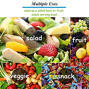 Lyellfe 4 Pack Large Salad Bowls, 135 OZ Plastic Salad Bowls, Mixing and Serving Bowls, Chip Bowls for Party, Round 10 Inch Serving Bowls for Cereal, Salad, Soup and Popcorn