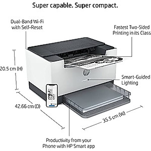 HP Laserjet M209dw Single-Function Wireless Monochrome Laser Printer - Print only - 30 ppm, 600 x 600 dpi, 8.5" x 14" Legal, Auto Duplex Printing, USB, WiFi, Ethernet, Cbmou External Webcam (Renewed)