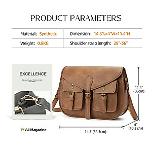 KouLi Buir Crossbody Bags for Women PU Leather Purse Womens Purses and Handbags Over The Shoulder Satchel Bag (Brown)