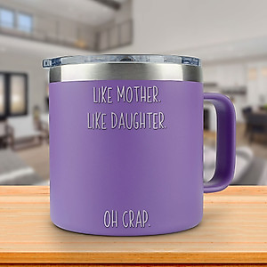 HYTURTLE Like Mother Like Daughter Coffee Purple Mug/Tumbler 14oz Gift For Women, Gifts For Mother, Mom, Mama From Daughter On Birthday, Mother Days