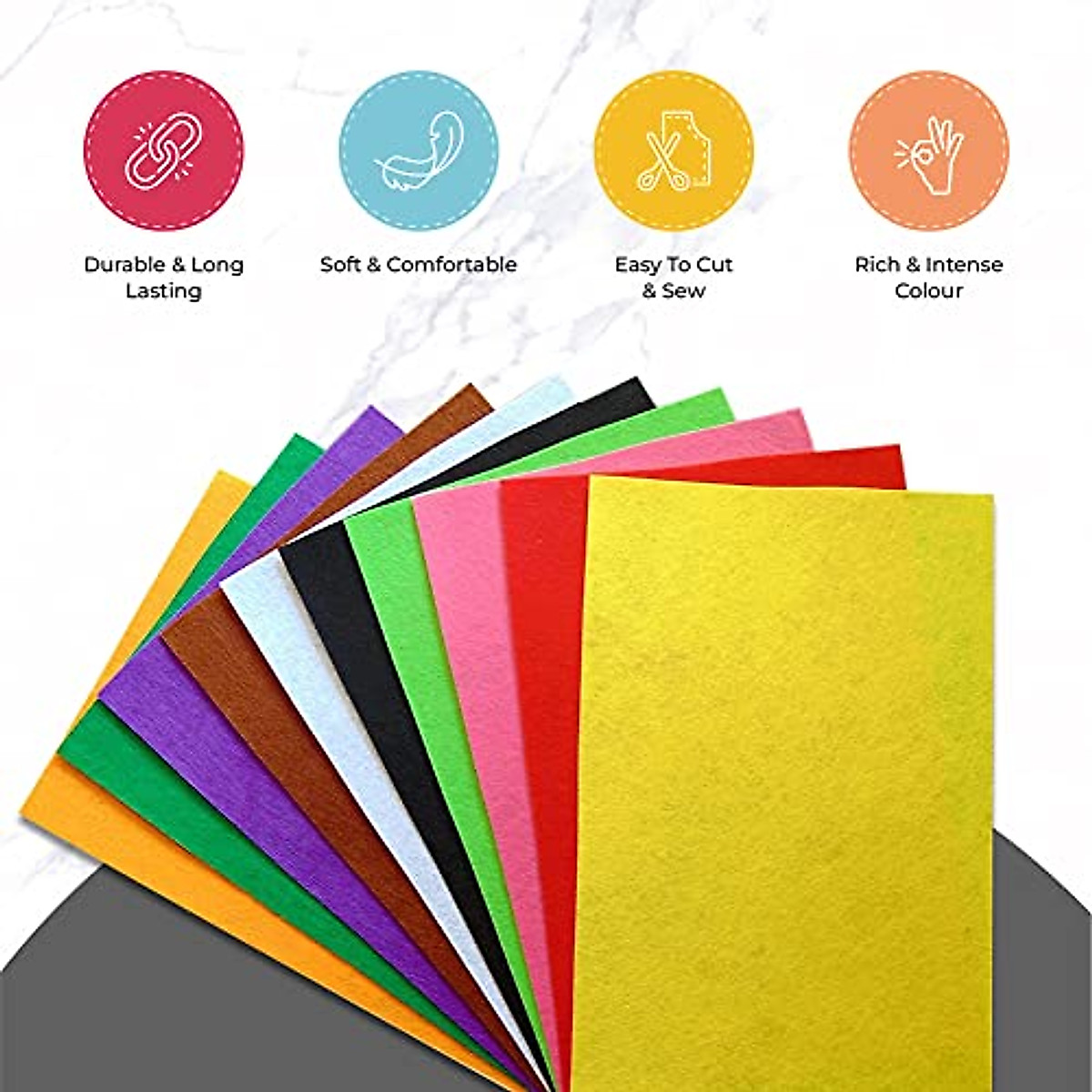 Eovea - Acrylic Felt Fabric - 72" Inch Wide -1.6mm Solid Thick Felt Fabric by The Yard - Craft Supplies - Sewing, Cushion and Padding, DIY Arts & Crafts, Cloth (Heather Grey, Half Yard)