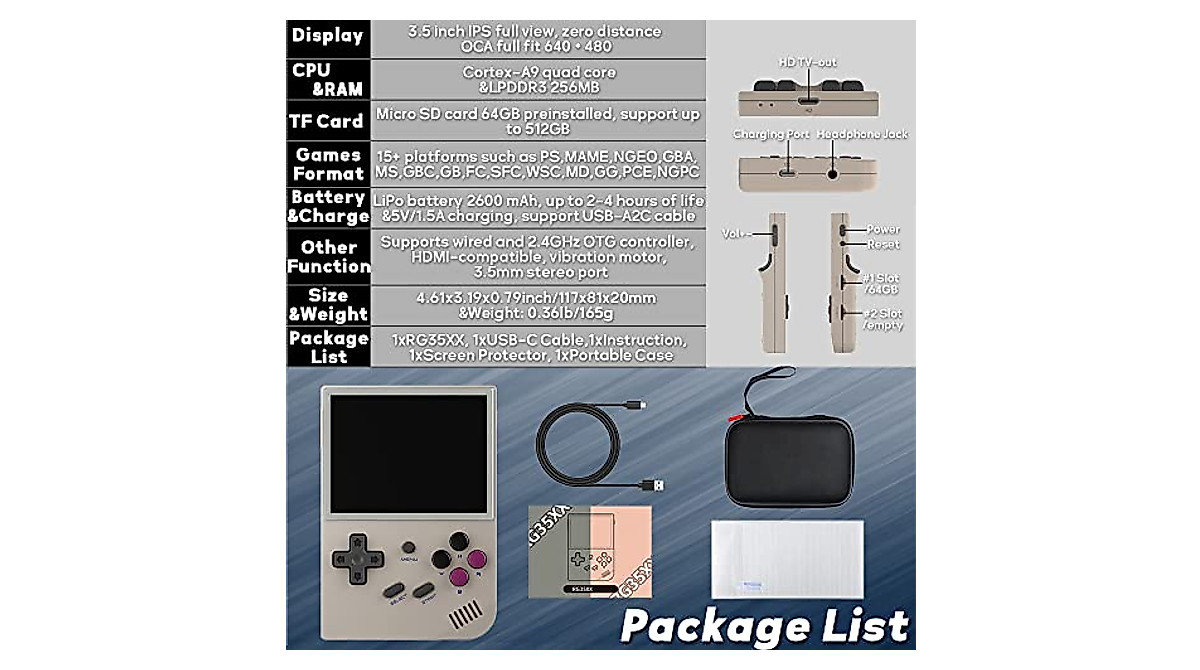 RG35XX Handheld Console with 5000+ Retro Games | Portable & Compact