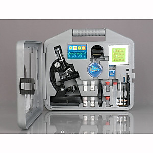 AmScope - 120X-1200X Kids 52 pc Microscope Science Kit + World of The Microscope Book - M30-ABS-KT2-WM - Black