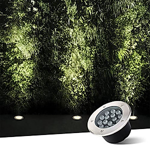 TWXG LED Outdoor IP68 Waterproof Buried Lights Embedded Round Colored Landscape Light Pool Light Stainless Steel Underwater Lights for Aquariums, Swimming Pools, Gardens