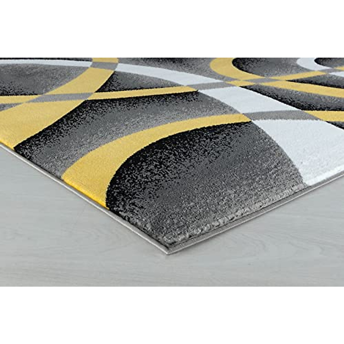 GLORY RUGS Area Rug 4x6 Yellow Door Mat Modern Swirls Carpet Bedroom Living Room Contemporary Dining Accent Sevilla Collection 4816