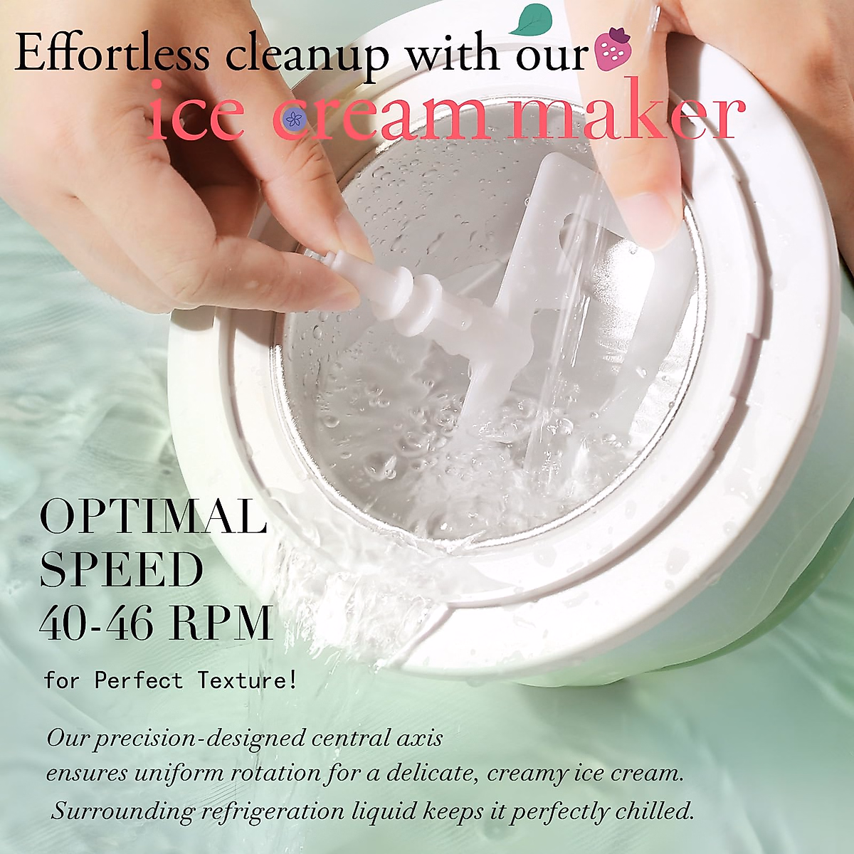 Secura Ice Cream Maker, DIY Visualization Ice Cream Machine for Gelato, Sorbet, Frozen Yogurt, Perfect for Beginners, Food Grade Safe Material, 1QT