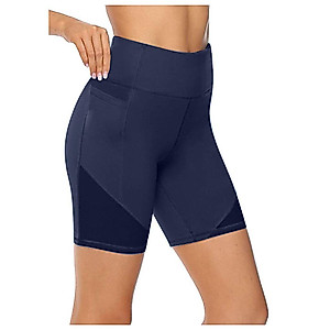 Bblulu Women's Biker Shorts with Pockets Tummy Control High Waisted Workout Yoga Shorts Slimming Booty Tight Leggings
