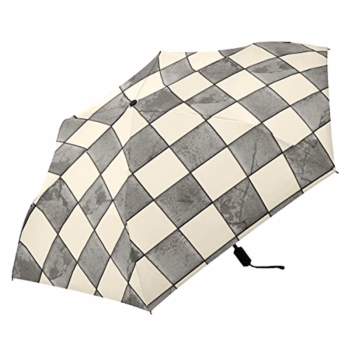 JUNZAN Plaid Repel Umbrella Windproof Travel Umbrella - Compact, Light, Automatic, Strong and Portable - Wind Resistant, Small Folding Backpack Umbrella for Rain - Men and Women
