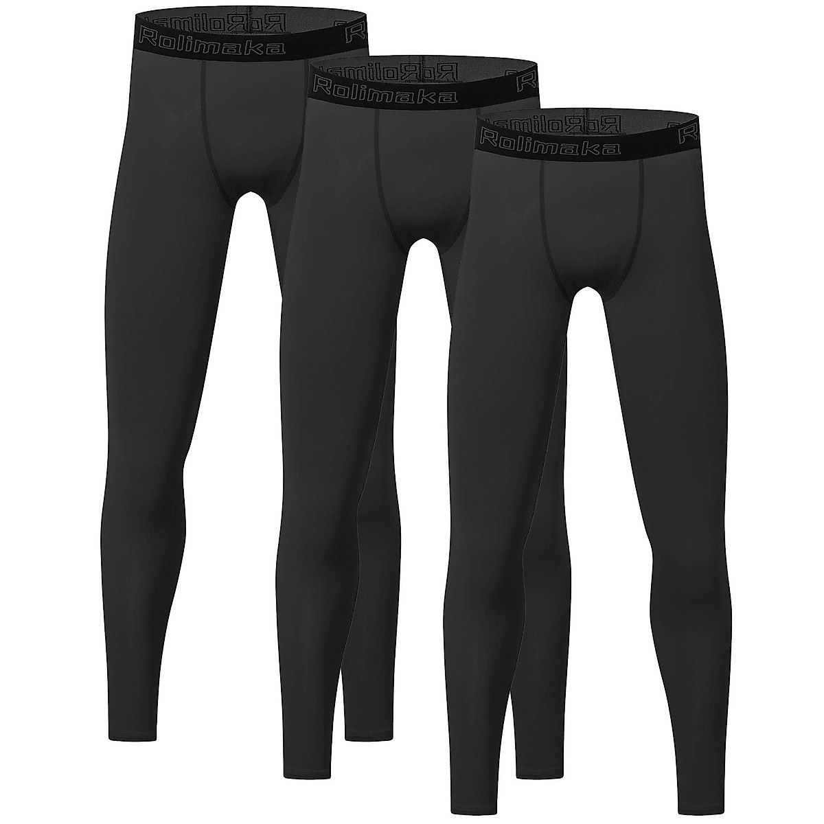 4 or 3 Pack Youth Boys' Compression Leggings Tights Athletic Pants Sports Base Layer for Kids Cold Gear 3 Black S