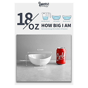 Sweese 18 Ounce Cereal Bowls & 28 Ounce Pasta Bowls Set of 6