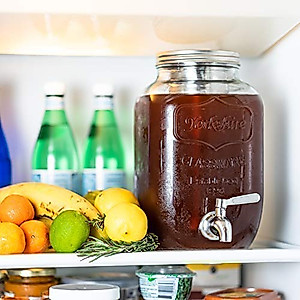 1 Gallon Cold Brew Coffee Maker | Easy Pour Stainless Steel Spigot Tap, Removable Fine Mesh Filter | Extra Thick Glass Cold Brew Pitcher Brewing System Iced Coffee Maker | Refrigerator Safe