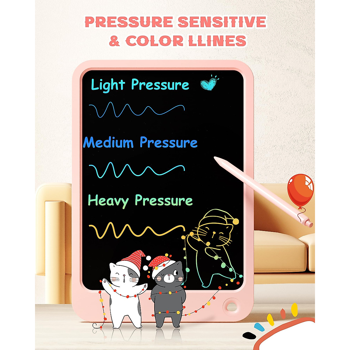 bravokids LCD Writing Tablet 10 Inch, Toys for 3-10 Year old Girl Boy, Colorful Doodle Board Drawing Pad for Kids, Learning Educational Birthday Gift for Toddler Age 3 4 5 6 7 8 9 10 Year Old (Pink)