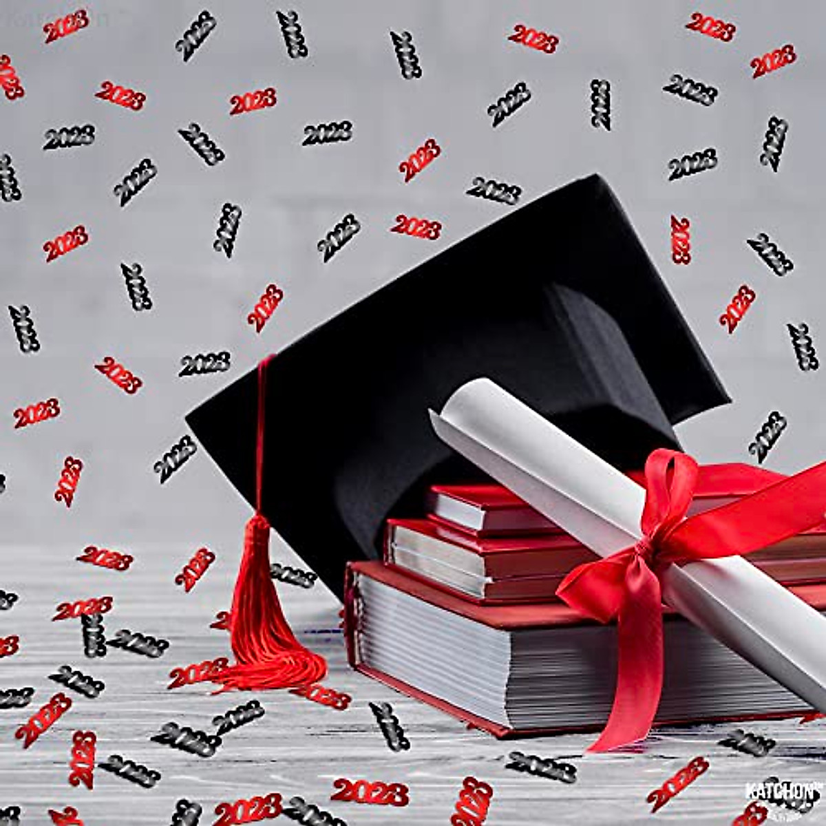 Black and Red Graduation Confetti 2023 - Pack 1.8 Ounce | 2023 Confetti for Red and Black Graduation Decorations 2023 | Class of 2023 Decorations Red and Black | Graduation Party Decorations 2023