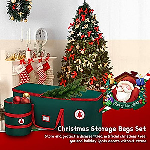 NVRGIUP Large Christmas Tree Storage Bag, Fits Up to 7.5 ft Artificial Disassembled Trees with Durable Handles, Sleek Dual Zipper & Tag Card, Waterproof Tear-proof Holiday Xmas Bags Box for Years Use