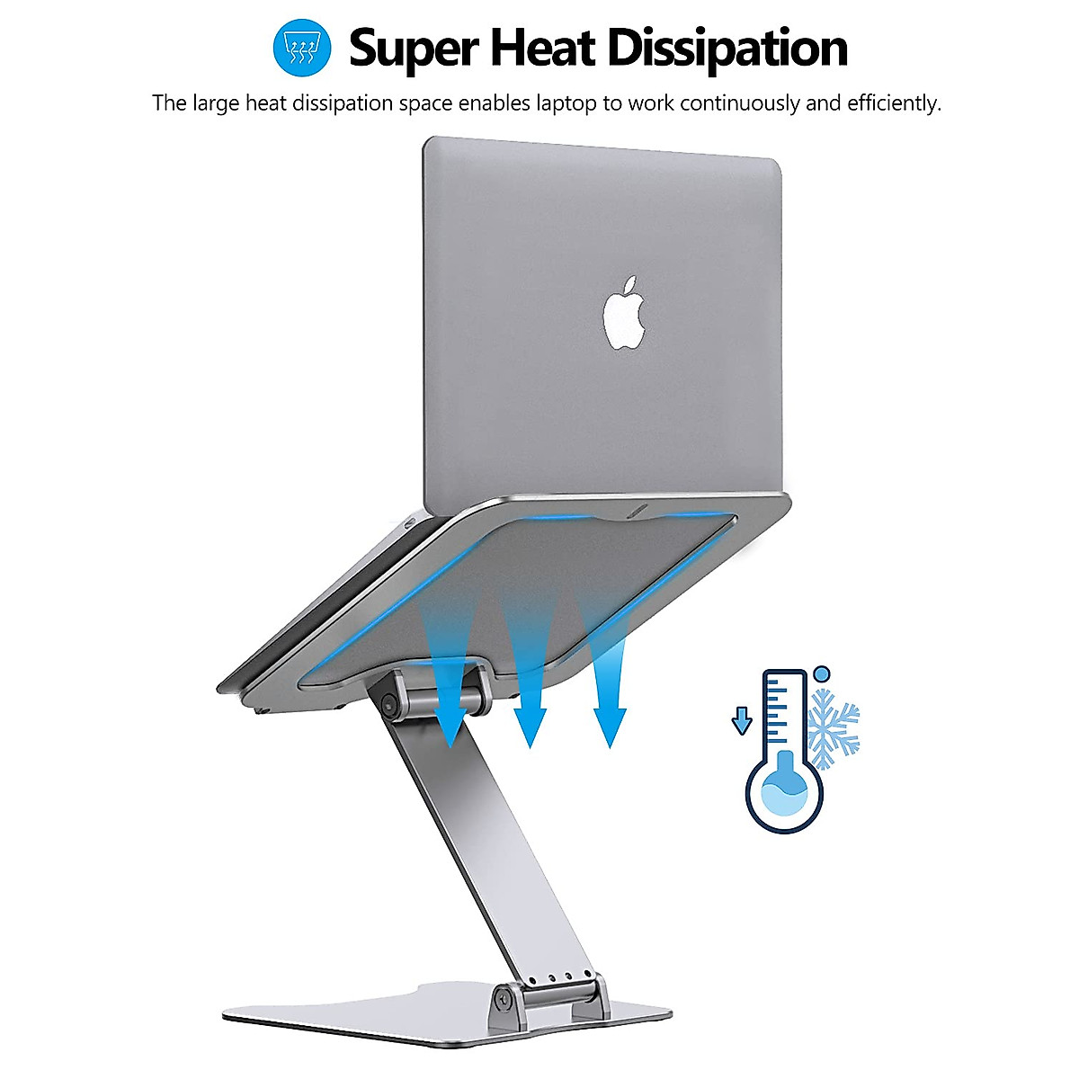 Letlar Laptop Stand Adjustable, Laptop Holder, Aluminum Laptop Riser Stand for Desk, Adjustable Height 1.9"-12", Compatible with MacBook, Air, Pro, Dell XPS, Samsung, All Laptops 8-15.6 Inches-Silver