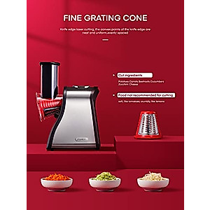 FOHERE Electric Cheese Grater Shredder, Electric Salad Maker for Home Kitchen Use, One-Touch Easy Control, Electric Grater for Vegetables, Cheeses and Nuts, BPA-Free, Red
