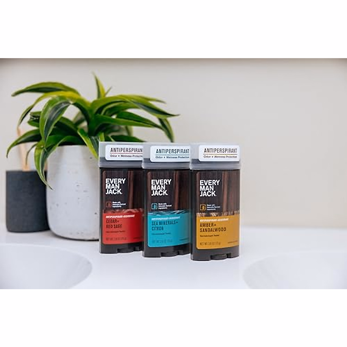 Every Man Jack Men’s Antiperspirant Deodorant Variety Set - Stay Fresh with Antiperspirant Men’s Deodorant - Odor Crushing, Long Lasting, Plant-Based, and No Harsh Chemicals - 2.6 oz - 3 Pack