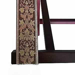 FixtureDisplays® Practical Straight Leg Luggage Rack with Tapestry Webbing, Mahogany, Brown Straps 104368