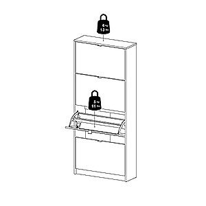 Pemberly Row Modern 4 Drawer Shoe Cabinet, 24-Pair Shoe Rack Storage Organizer in Black Matte