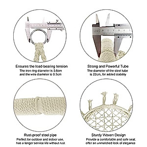 LAZZO Hammock Chair with Hanging Kit and Chain, Cotton Rope Macrame Swing, 260Pounds Capacity, 20" Width, for Indoor, Garden, Patio, Yard (Beige)