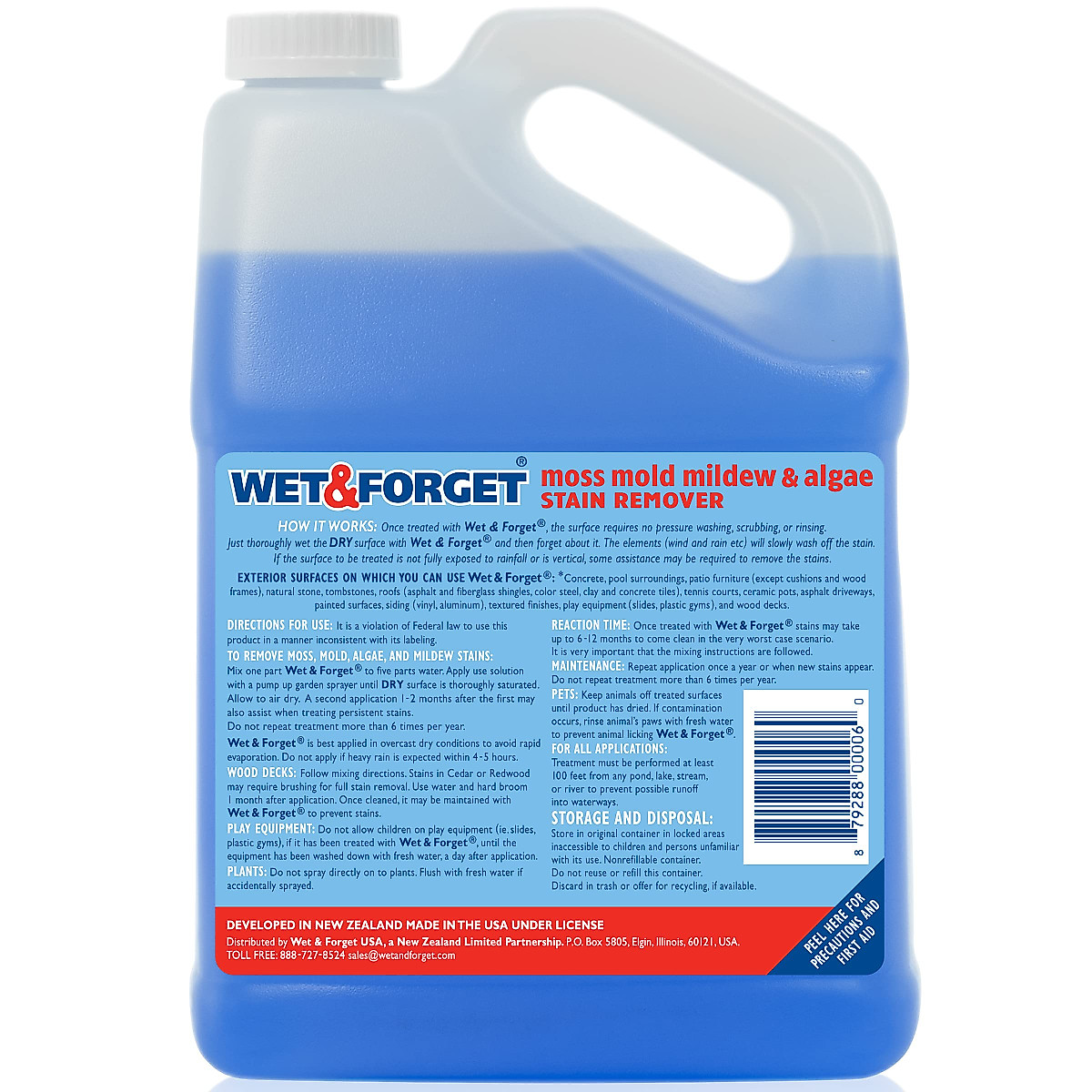 Wet & Forget Moss, Mold, Mildew, & Algae Stain Remover Multi-Surface Outdoor Cleaner Concentrate, Original, 128 Fluid Ounces