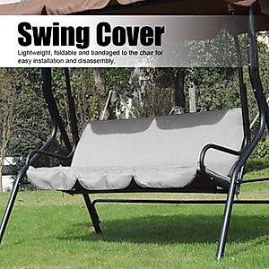 AMONIDA Swing Seat Cover,Three Seaters Patio Swing Cushion Cover Replacement,for Patio, Courtyard, Garden,Waterproof Dustproof Swing Chair(59.1x19.7x3.9in)(Gray)