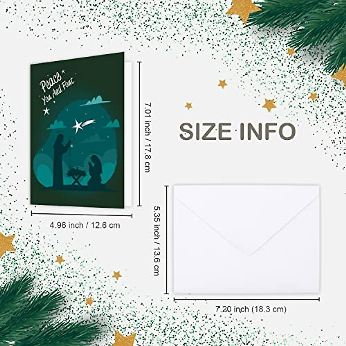 TAOZI&LIZHI Religious Christmas Cards Boxed Assortment with Envelopes, Assorted Lang Merry Christmas Gifts Holiday Blank Greeting Xmas Cards Clearance Bulk, Nativity(4 Designs, 24 Handmade Cards)