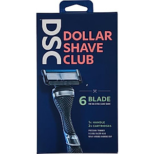 Dollar Shave Club 6-Blade Razor Starter Set for an Extra Close Shave Shave with Precision 1 handle, 2x 6-blade cartridges