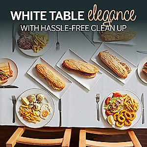 Paper Tablecloths for Rectangle Tables | 54” X 108” – 12 Pack | White Paper Disposable Tablecloth | 3-Ply Premium Paper & Plastic Table Cloths for Parties Disposable