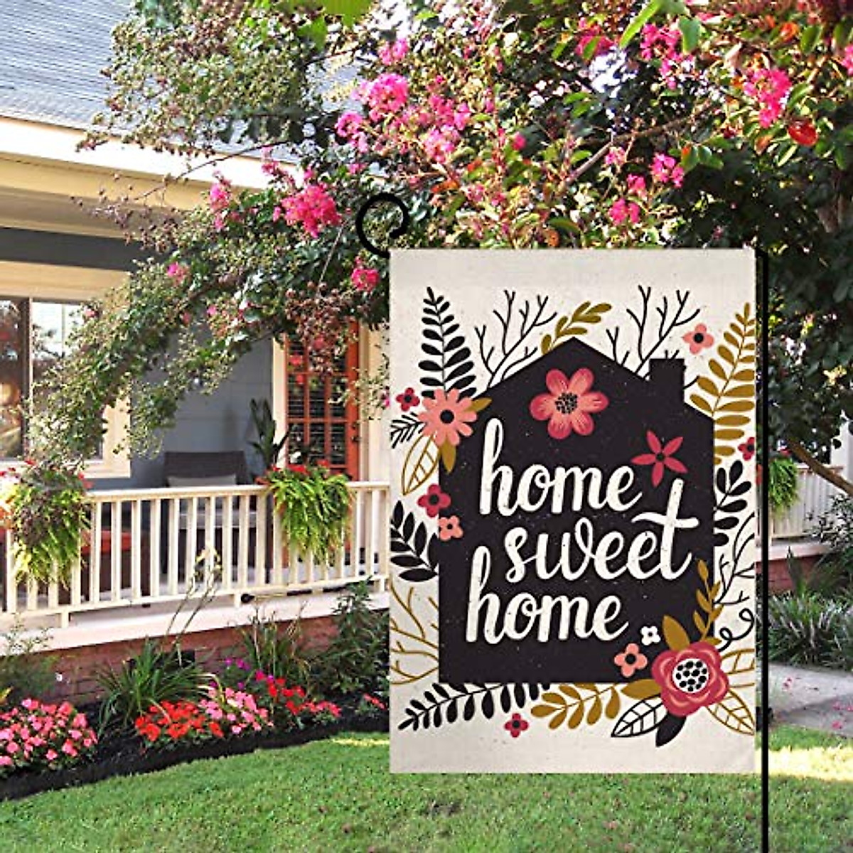BLKWHT Home Sweet Home Garden Flag Vertical Double Sided Spring Summer Yard Outdoor Decorative 12.5 x 18 Inch