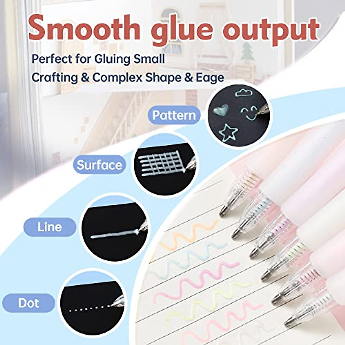 Vamoseehi Ballpoint Glue Pen, Quick Dry Fine Tip Glue Pen, Apply Glue Like Writing, Easy and Precise Control Glue Pen for Crafting, Scrapbooking, Card Making, Foil Calligraphy, Kids Craft Supplies