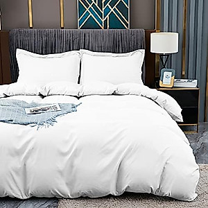 BBANGD Duvet Covers Queen Size Ultra Soft and Breathable Bedding Comforter Cover Set Washed Microfiber 3 Pieces with Zipper Closure Duvet Cover and 2 Pillow Shams(Pure White)